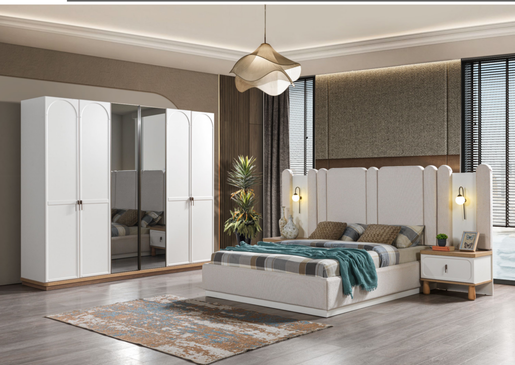 5X6 complete bed with two side drawers and dressing mirror