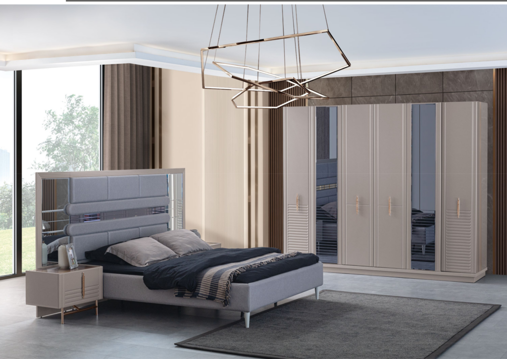 Modern 5x6 Bed with Wardrobe and Bedside Table - Kings Furniture